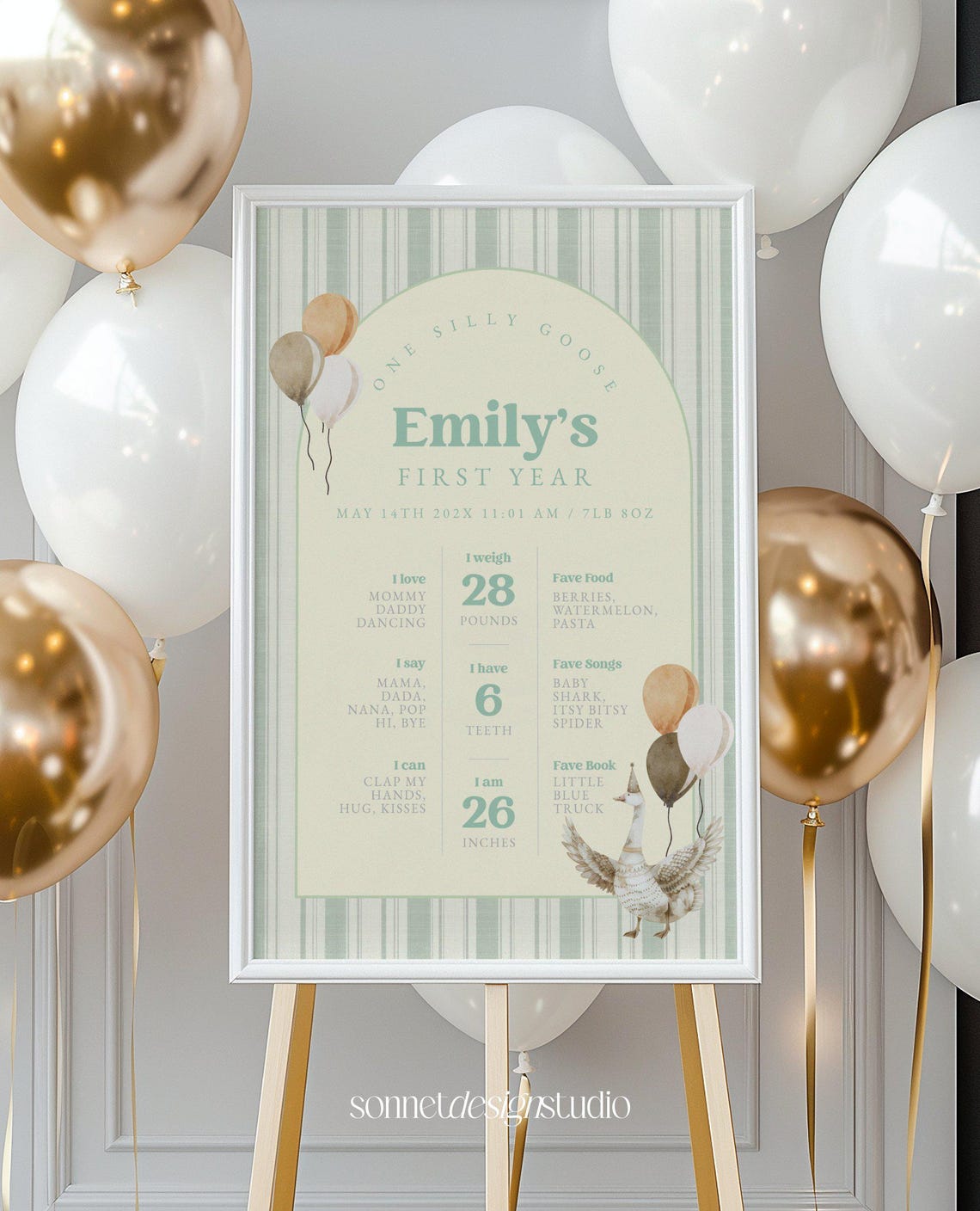 One Silly Goose First Birthday Milestone Sign Vintage Goose 1st ...