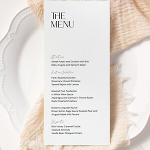 Minimalist Wedding Menu Template, Modern Wedding Menu, Wedding Food ...