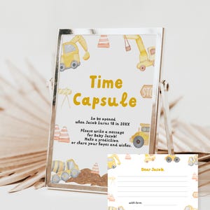Construction 1st Birthday Time Capsule Sign and Cards Dump Truck Time ...