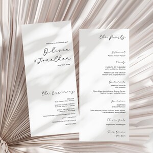 Minimalist Wedding Program Template, Modern Wedding Program, Wedding ...
