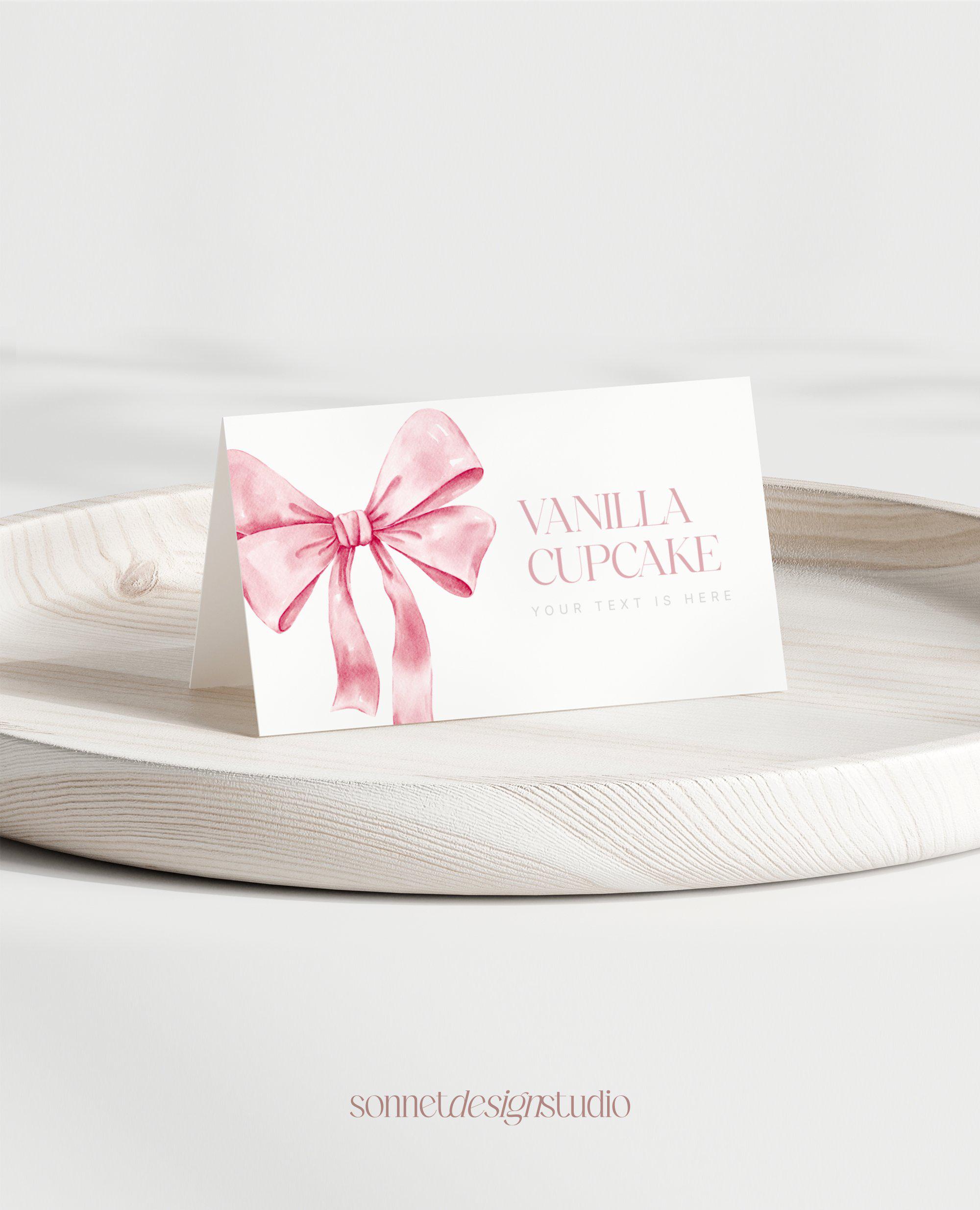 Girl Pink Bow Birthday Buffet Card Coquette 1st Birthday Decorations ...