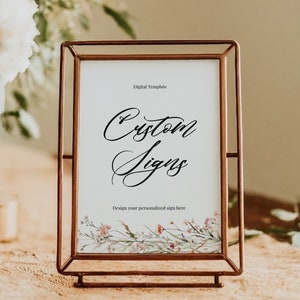 Wildflower Wedding Table Signs, Wedding Signs Template, Modern Wedding ...