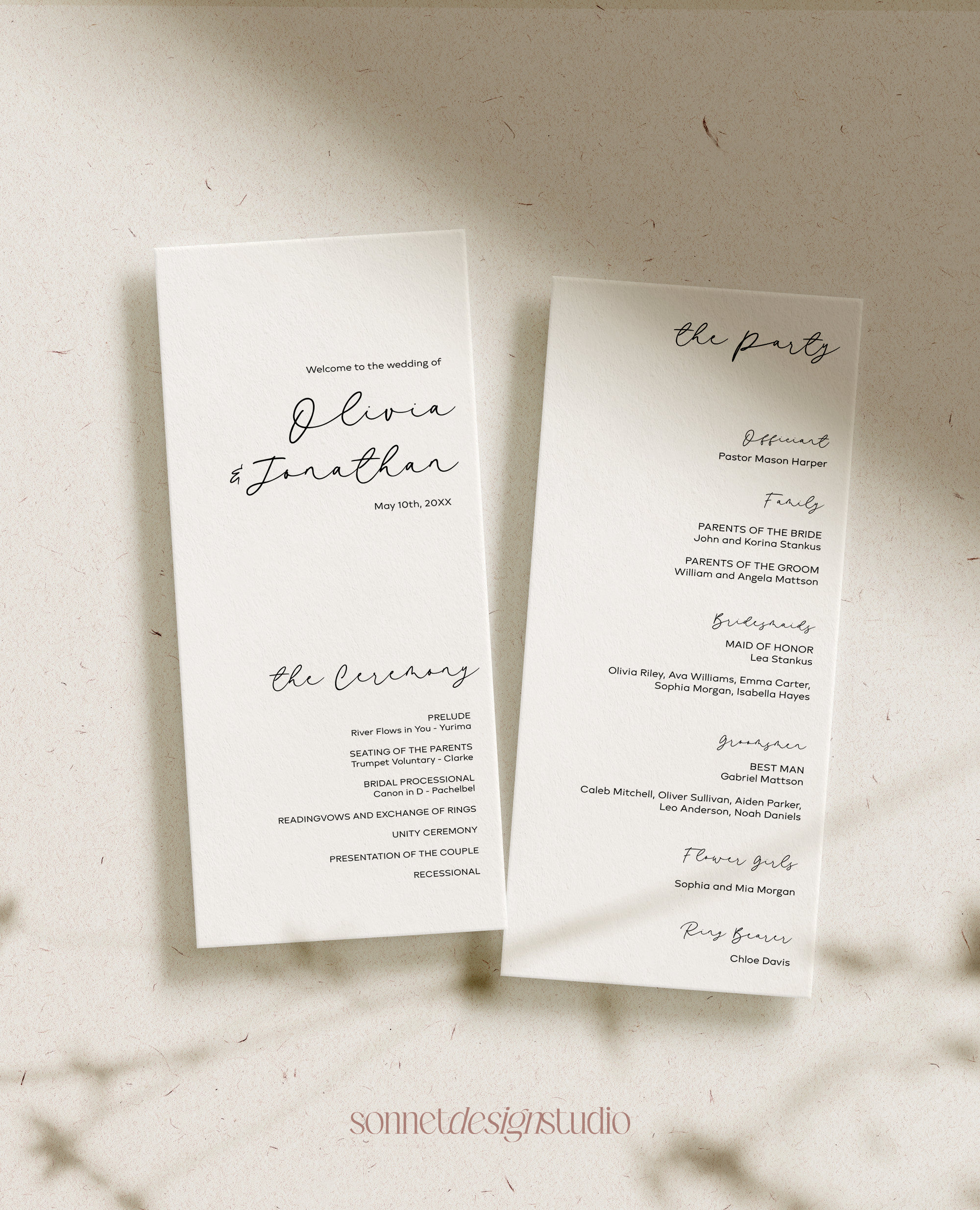 Minimalist Wedding Program Template, Modern Wedding Program, Wedding Food Program, Minimal ...