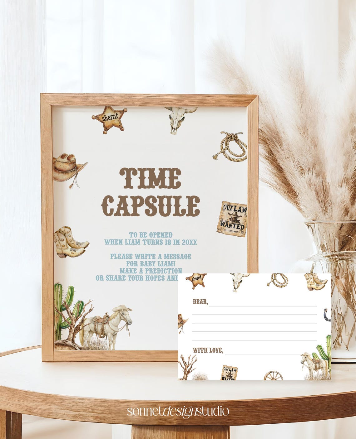 First Rodeo Birthday Time Capsule Sign and Cards Cowboy Western Time ...