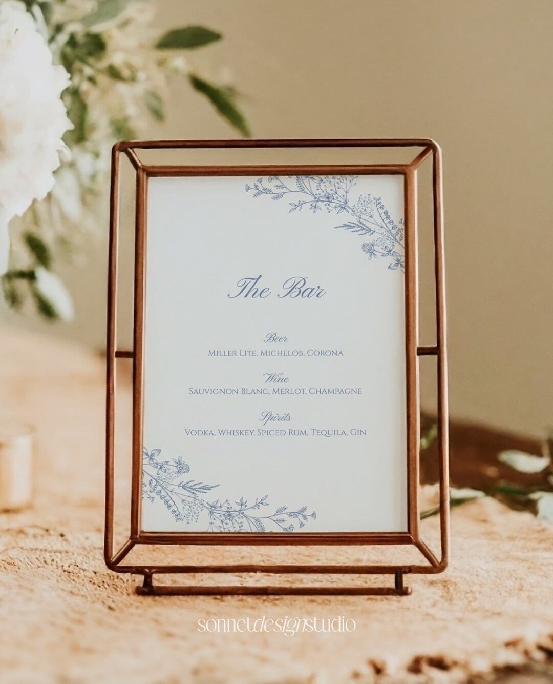 Blue Wildflower Wedding Table Signs, Wedding Signs Template, Modern ...