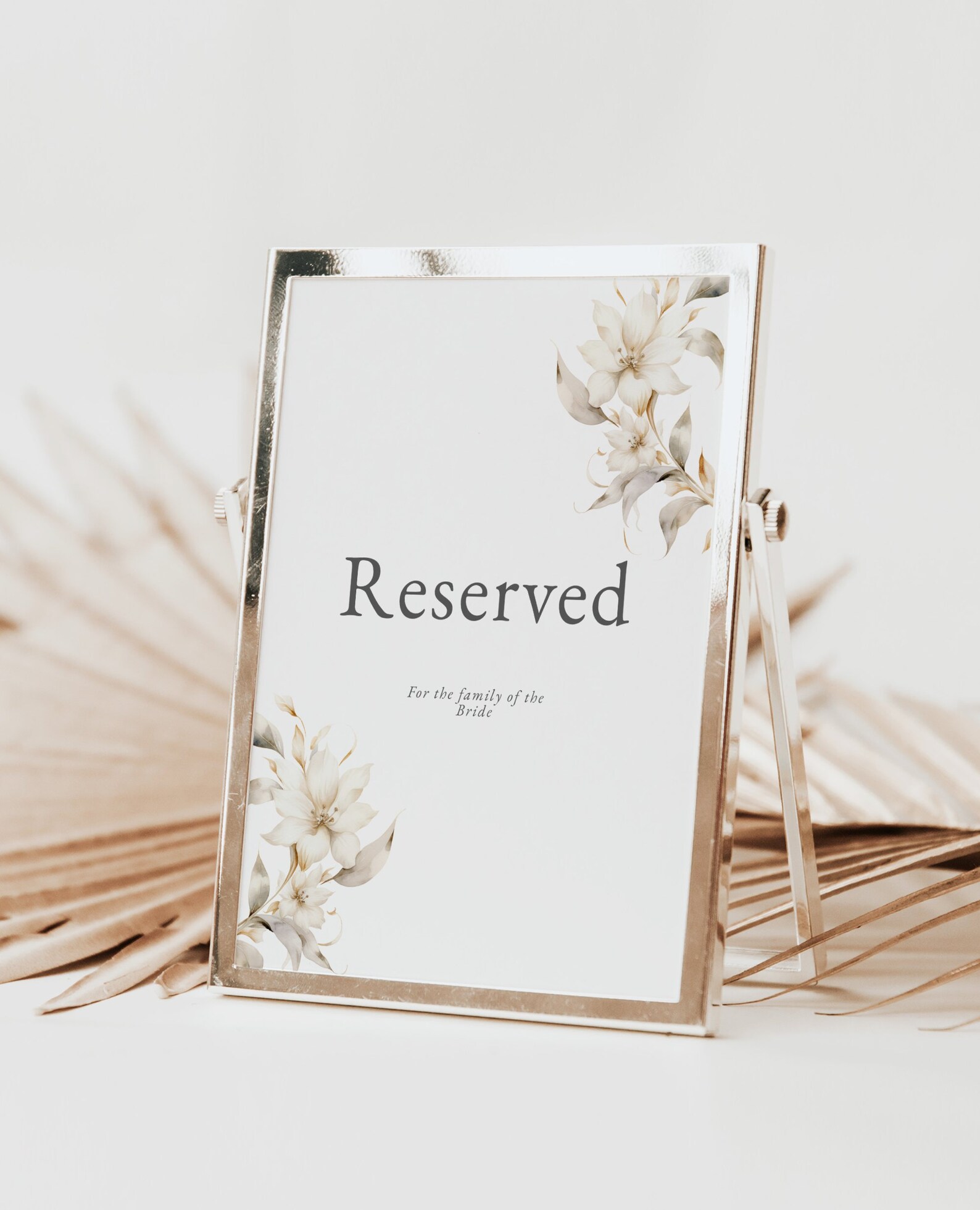 White Wildflower Wedding Table Signs, Wedding Signs Template, Modern ...