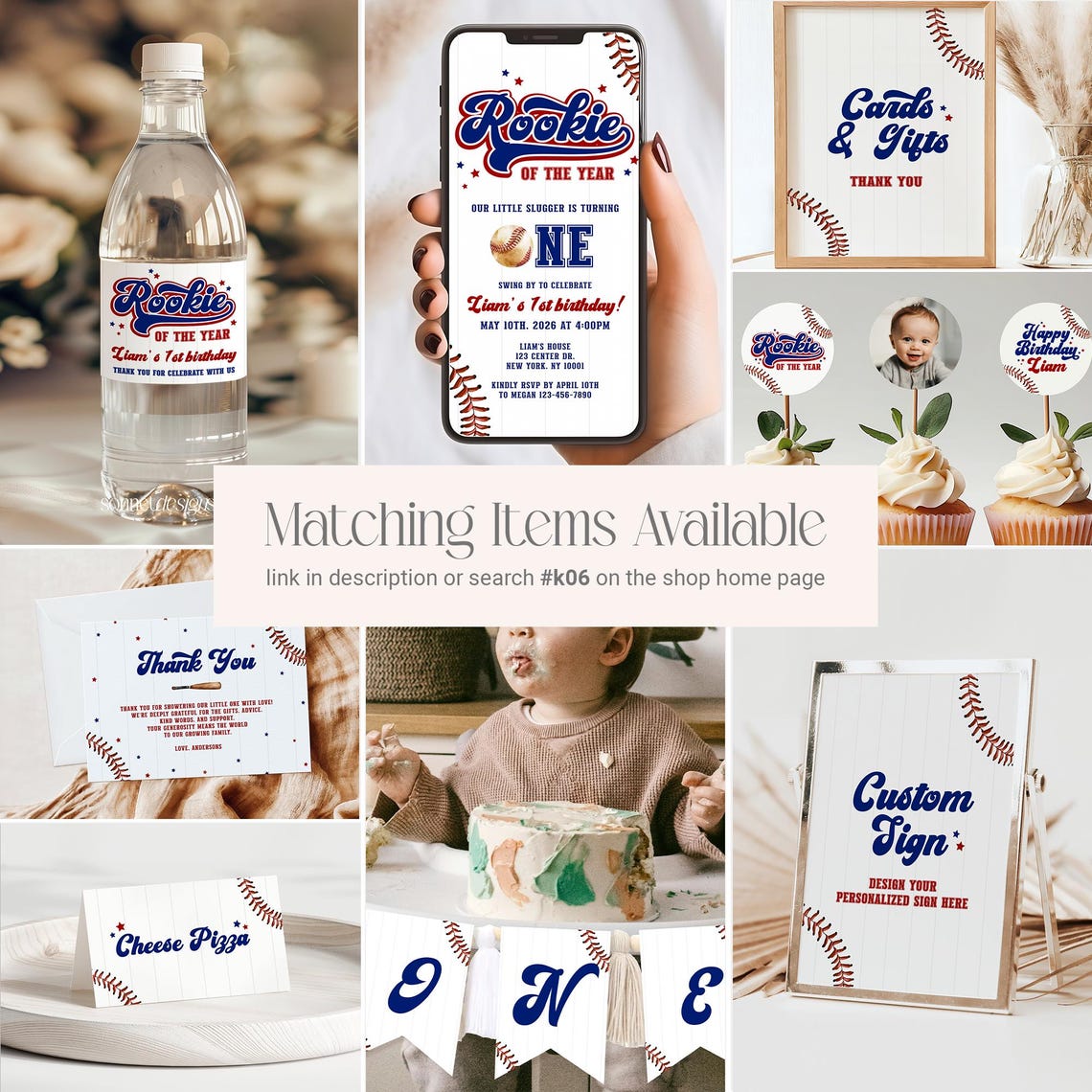 Rookie of the Year 1st Birthday Cupcake Topper Template Party Pick Baby ...