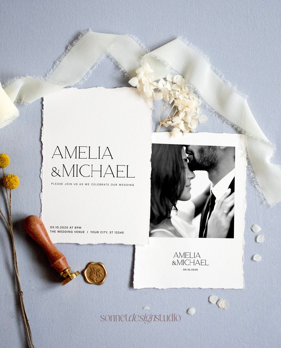 Minimalist Wedding Invitation Template Modern Photo Wedding Invitation ...