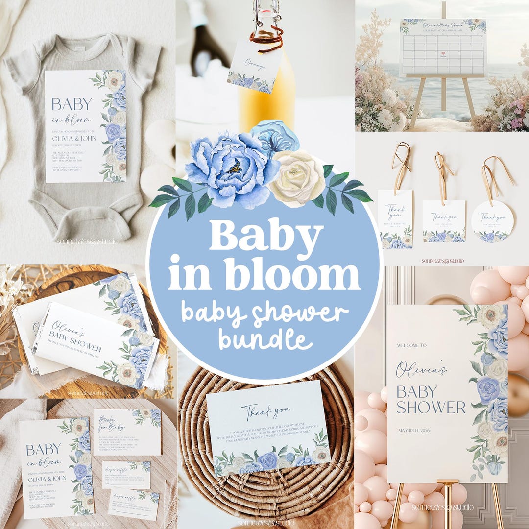 Baby Shower Invitation Bundle Baby Shower Sign Decorations Baby Shower ...