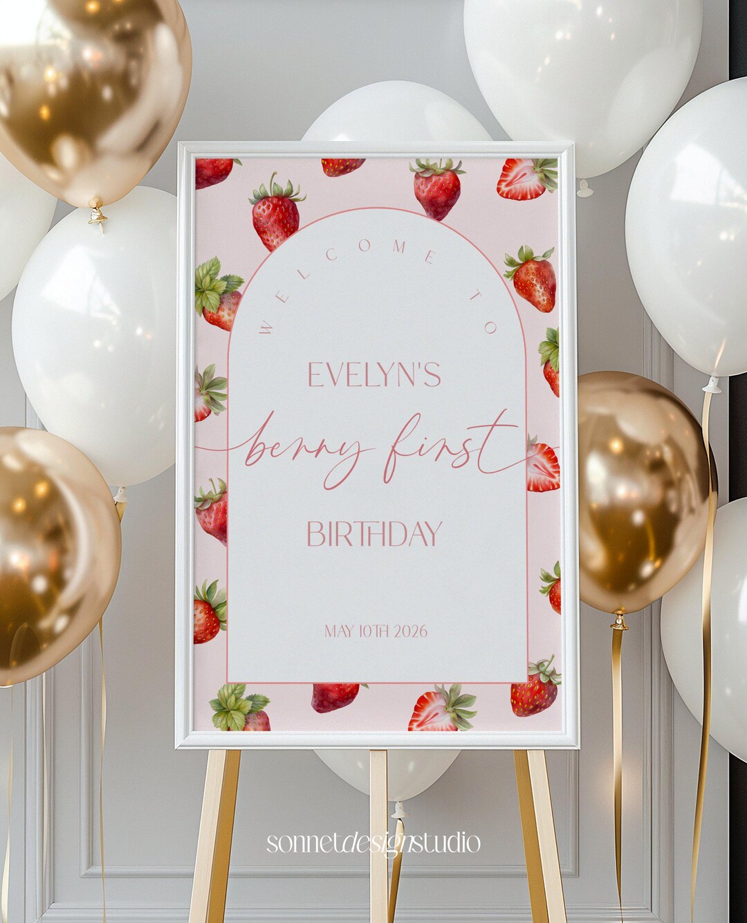 Berry First Welcome Sign 1st Birthday Decorations Strawberry First ...