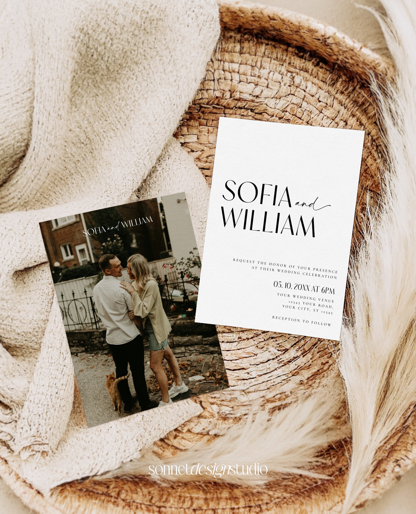 Minimalist Wedding Invitation Template Modern Photo Wedding Invitation ...