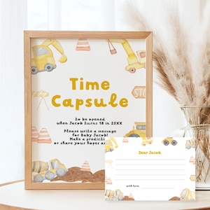 Construction 1st Birthday Time Capsule Sign and Cards Dump Truck Time ...