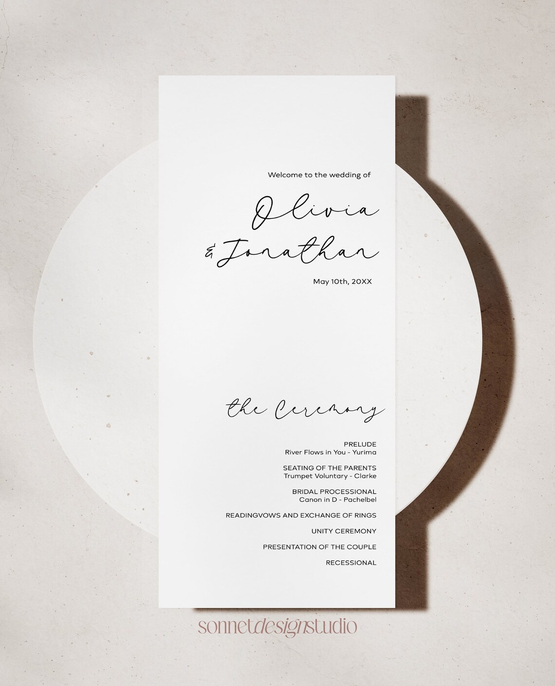 Minimalist Wedding Program Template, Modern Wedding Program, Wedding ...