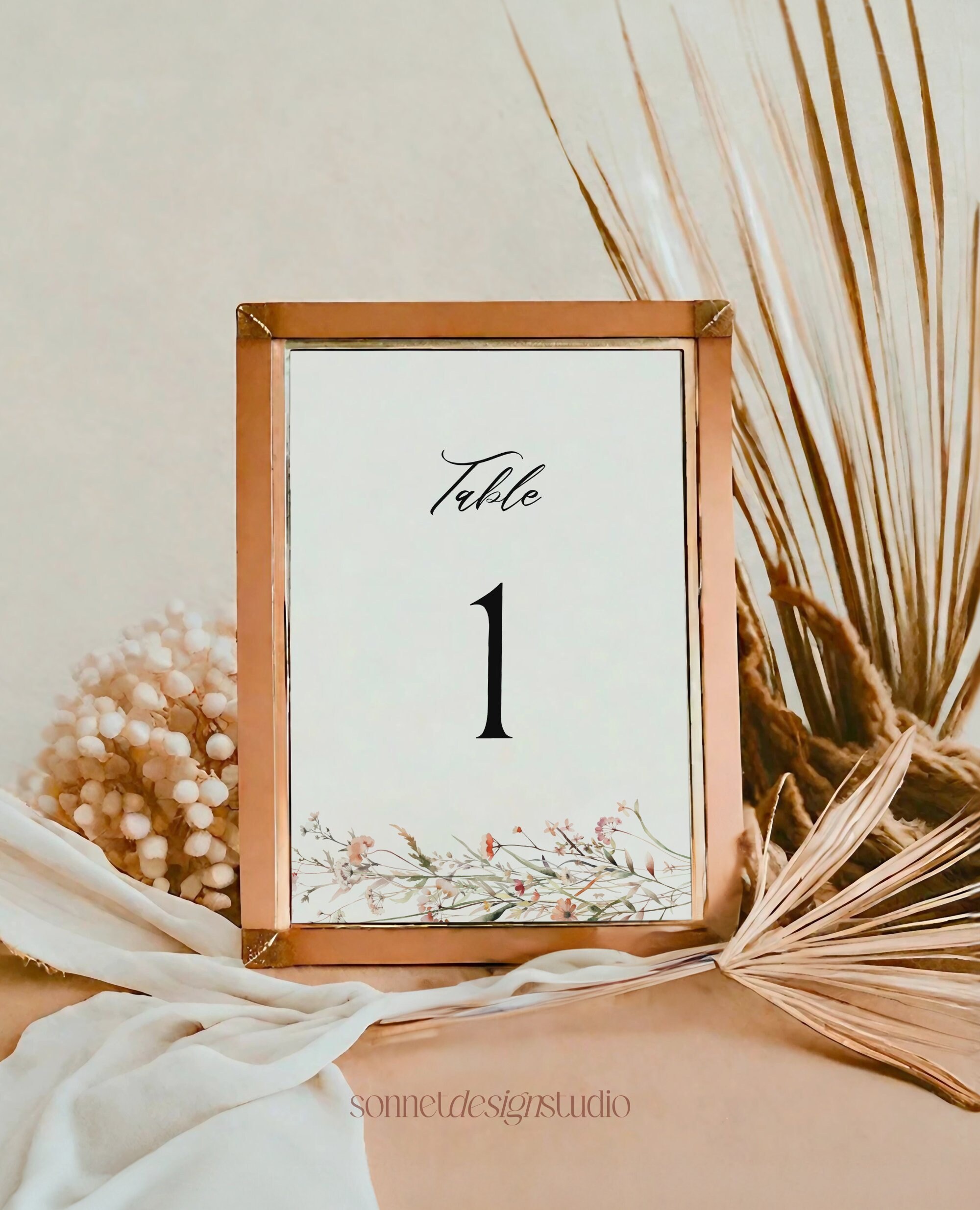 Wildflower Wedding Table Signs, Wedding Signs Template, Modern Wedding ...