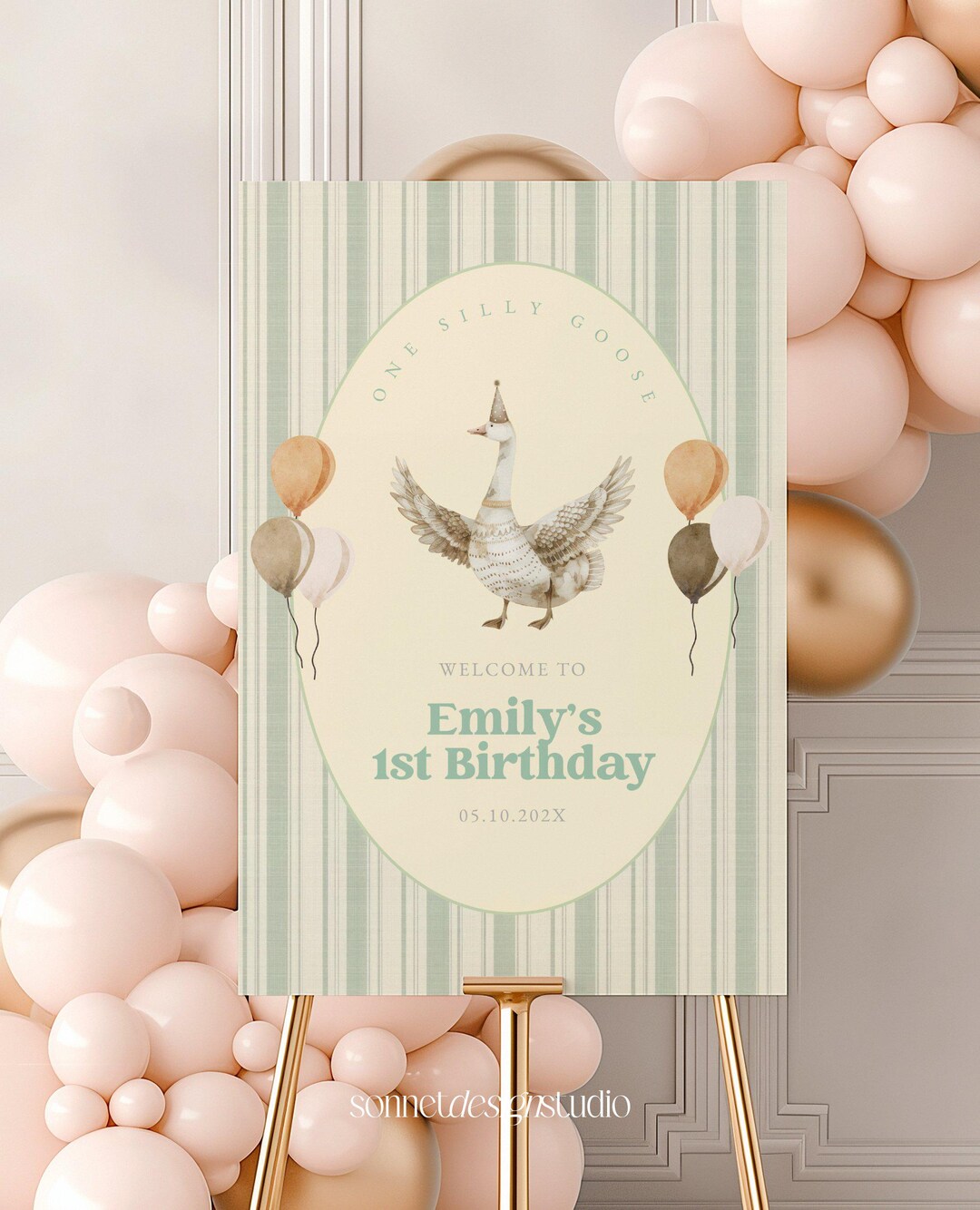One Silly Goose Welcome Sign 1st Birthday Decorations Vintage Goose ...