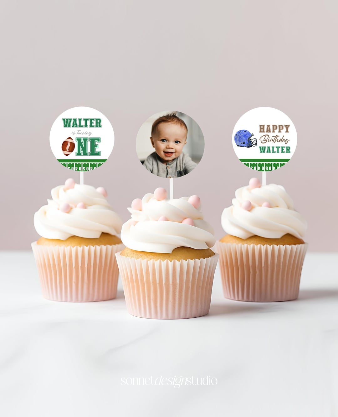 First Year Down 1st Birthday Cupcake Topper Template Party Pick Baby ...