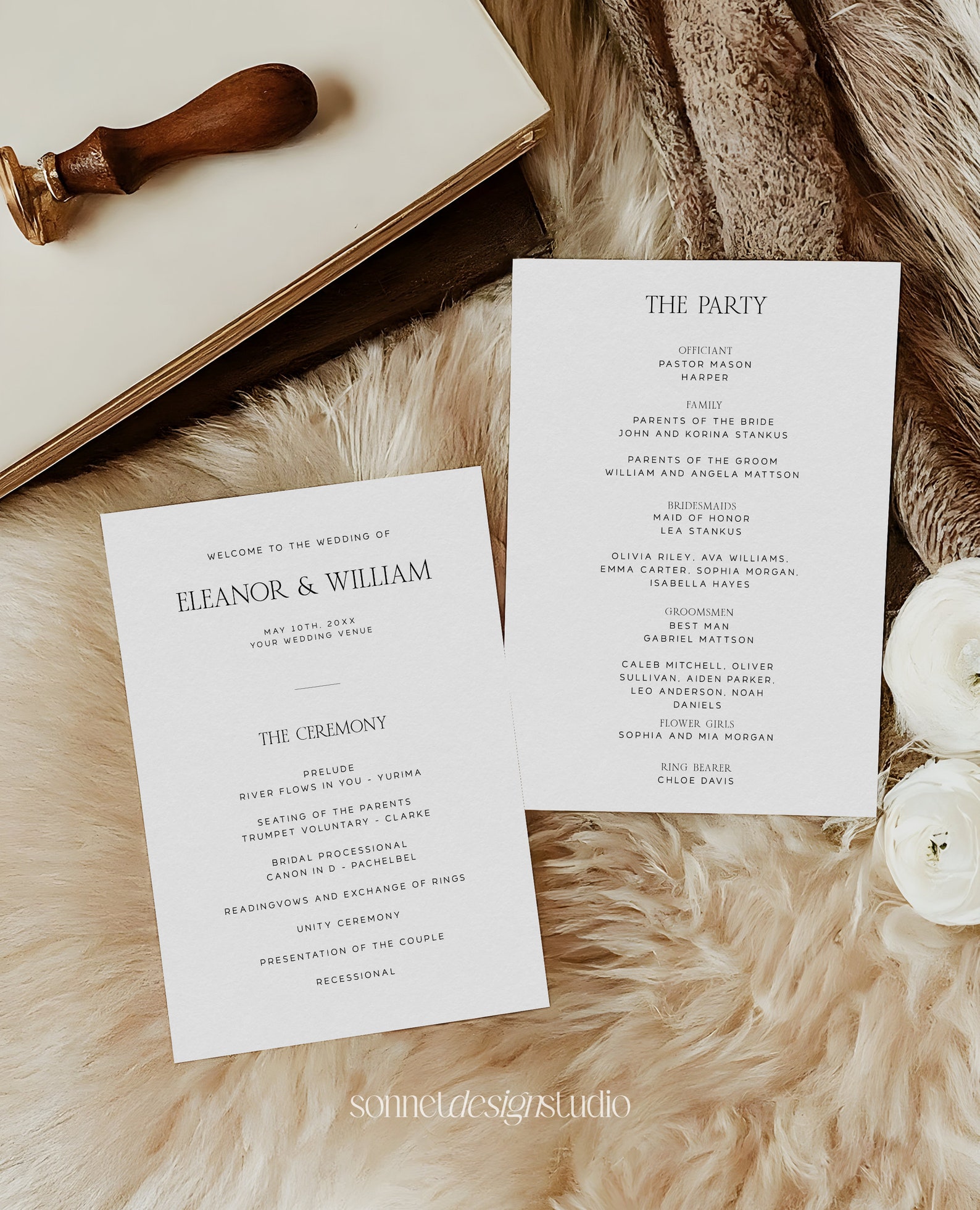 Minimalist Wedding Program Template Printable Modern Minimal Editable ...