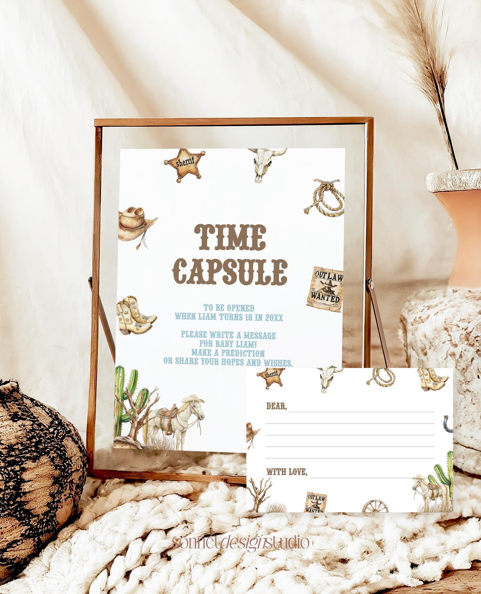 First Rodeo Birthday Time Capsule Sign and Cards Cowboy Western Time ...