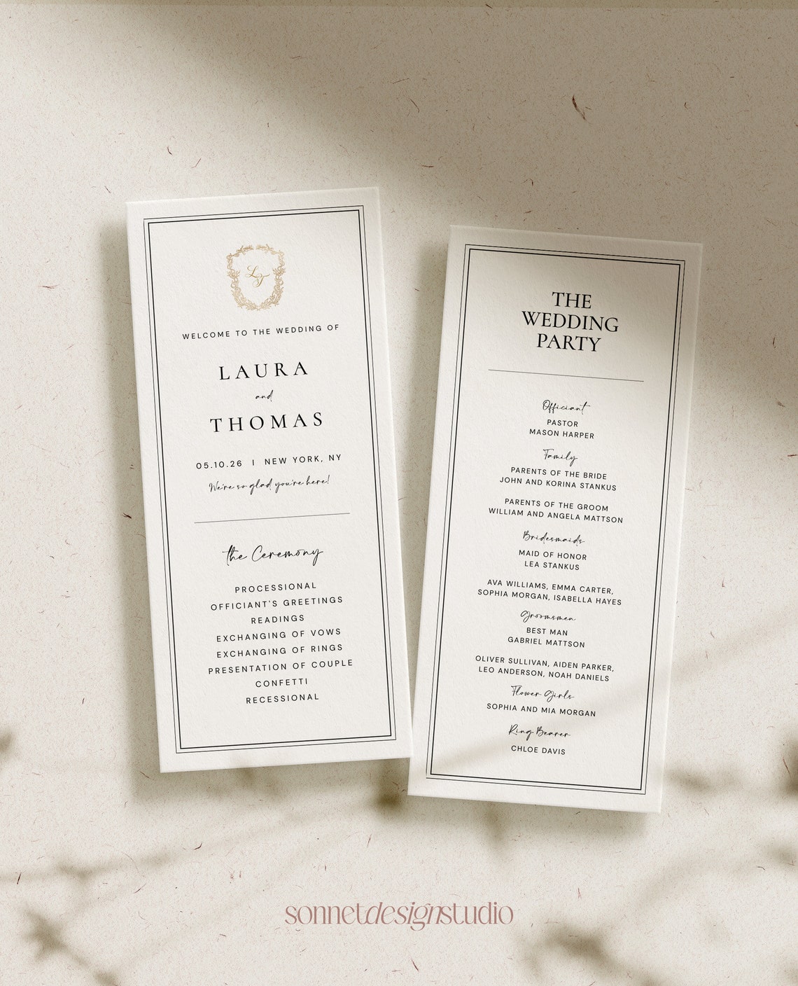 Elegant Wedding Program Template Printable Modern Classic Editable ...