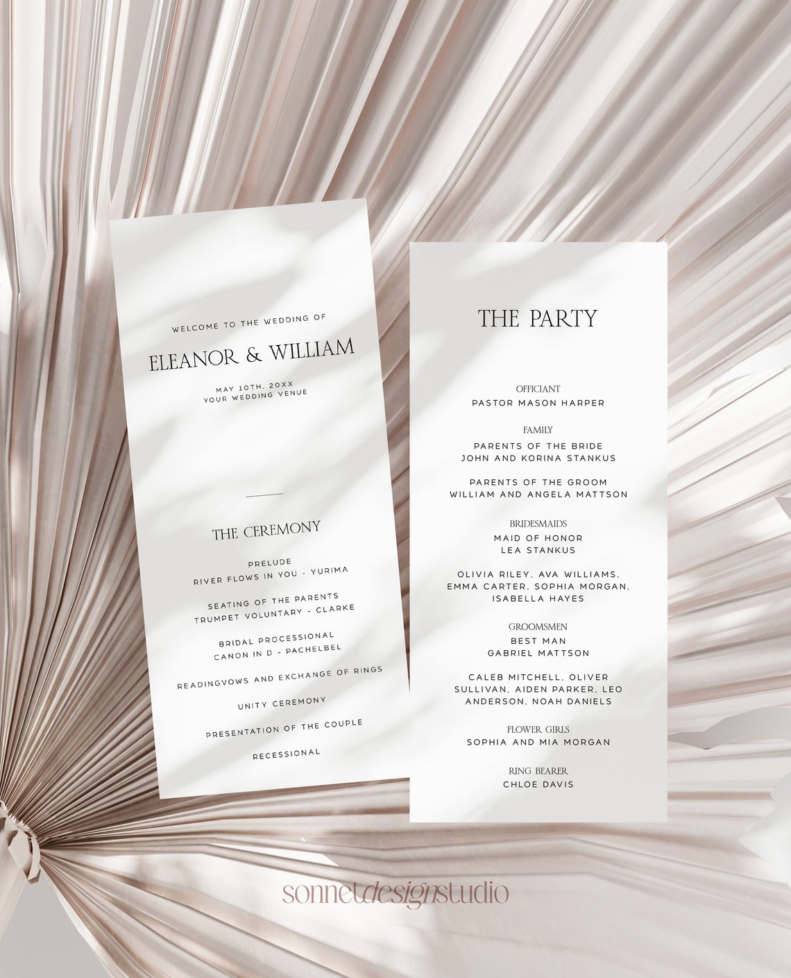 Minimalist Wedding Program Template Printable Modern Minimal Editable ...