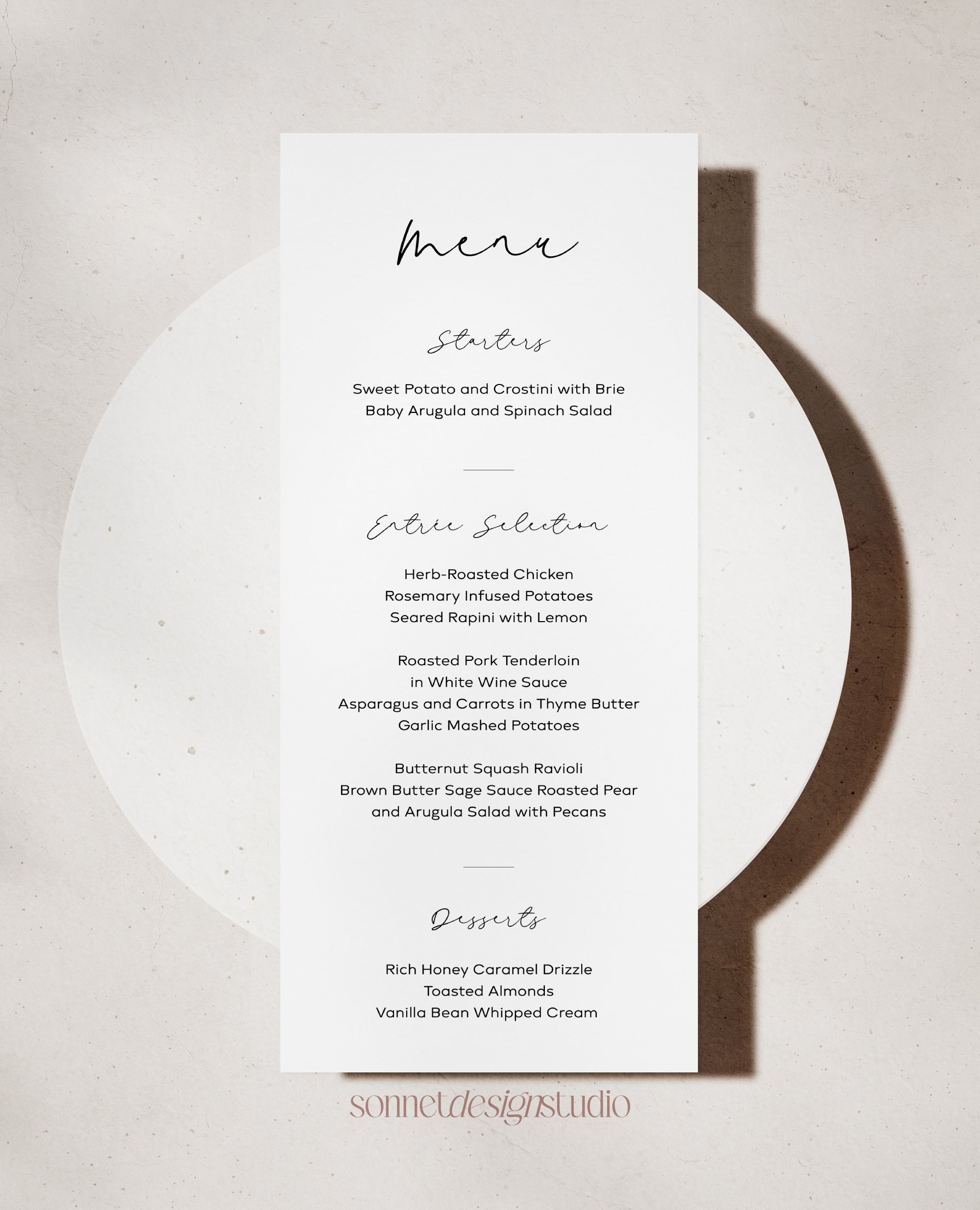 Minimalist Wedding Menu Template, Modern Wedding Menu, Wedding Food ...
