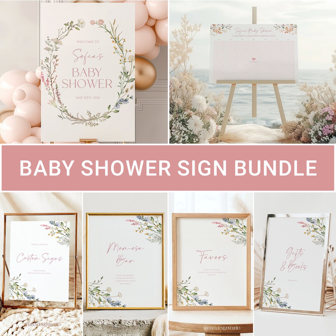 Baby Shower Sign Bundle Template Baby Shower Decorations Editable Signs ...