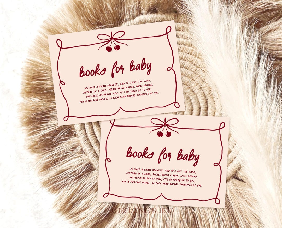 Cherry Books for Baby Card, Book Request Insert Cherry on Top Baby ...