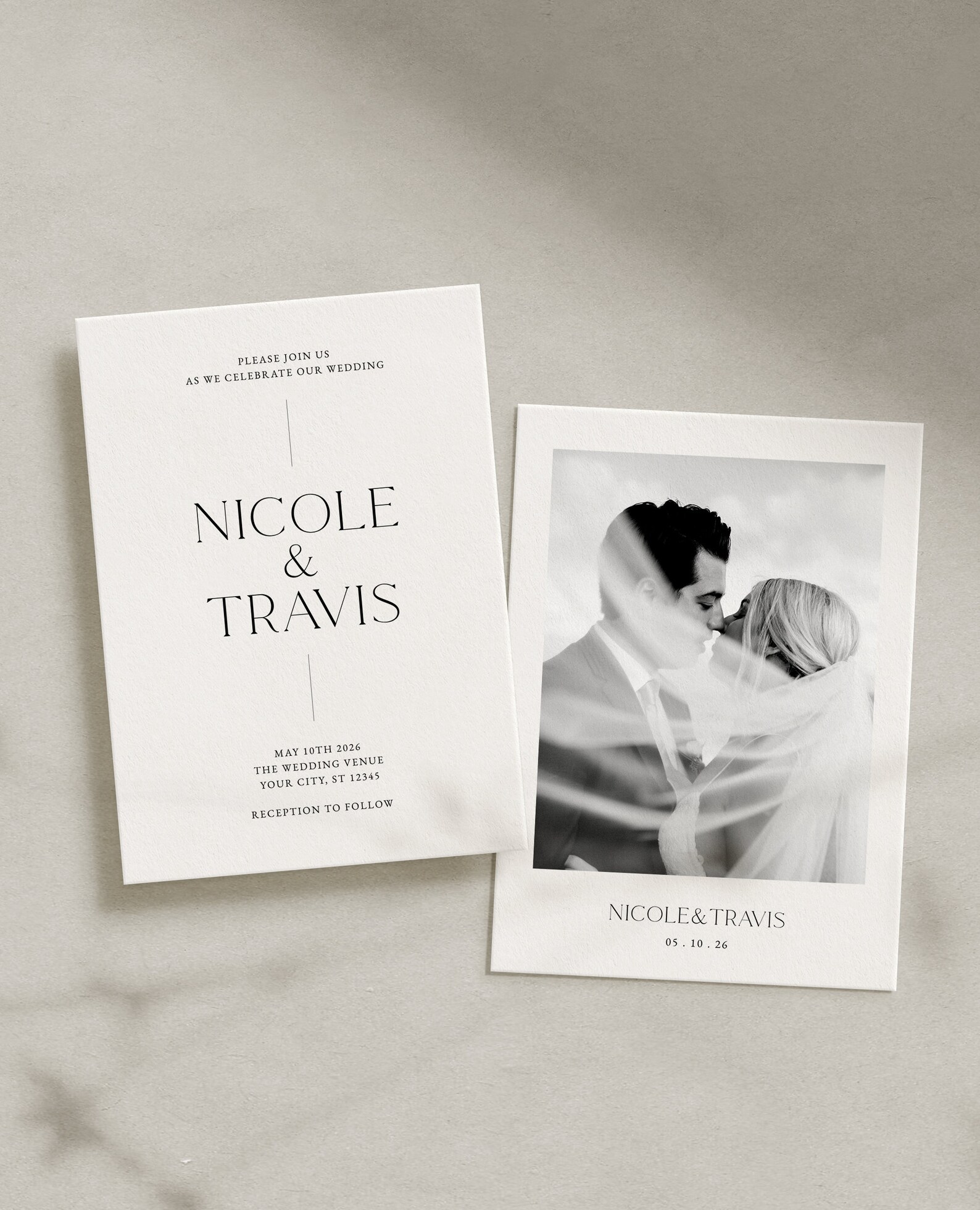 Minimal Wedding Invite Minimalist Wedding Invitation Template Modern ...