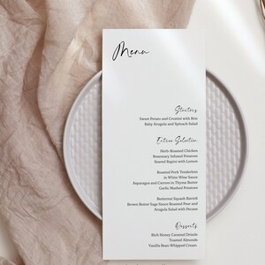Minimalist Wedding Menu Template, Modern Wedding Menu, Wedding Food ...