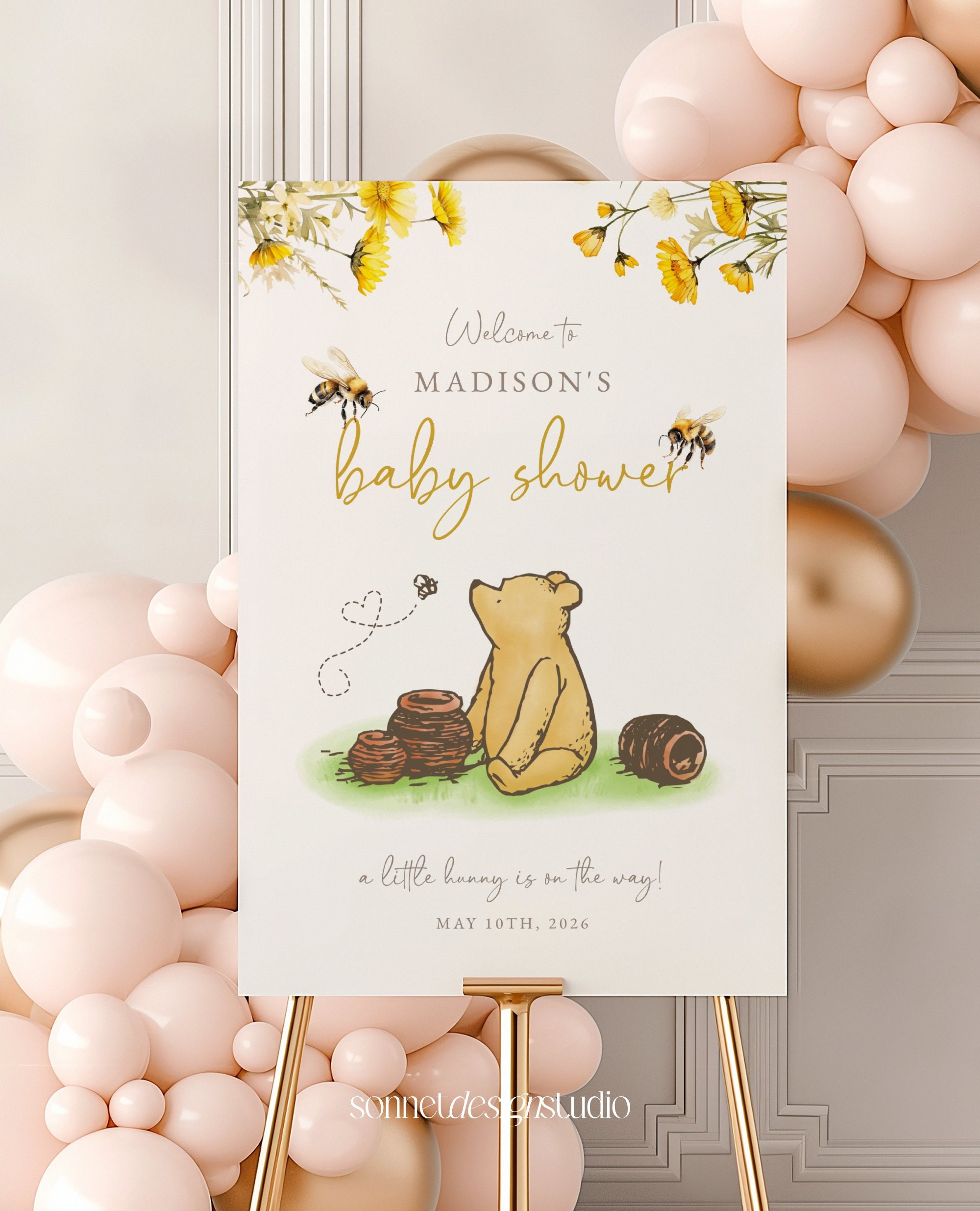 Winnie the Pooh Welcome Sign Baby Shower Decorations Baby Shower ...