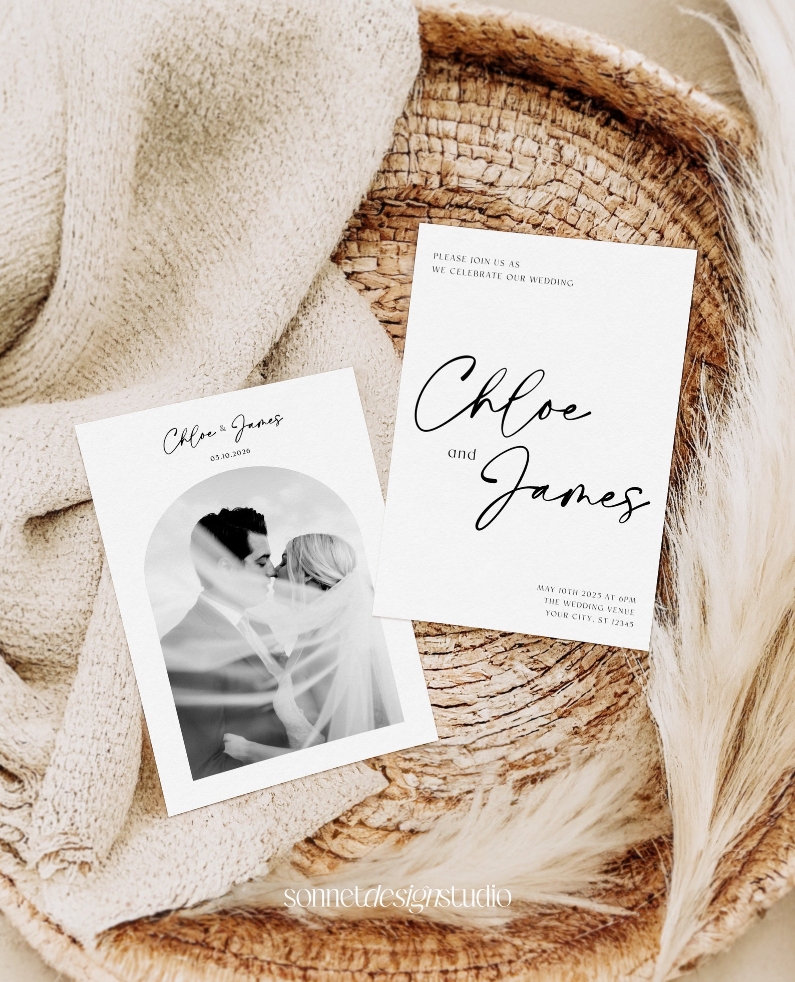 Minimalist Wedding Invitation Template Modern Photo Wedding Invitation ...