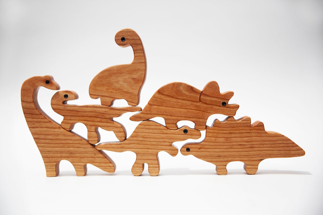 Wooden Dinosaur Set | Stacking Dinosaurs | Toddler Toy | Wood Toys - Etsy