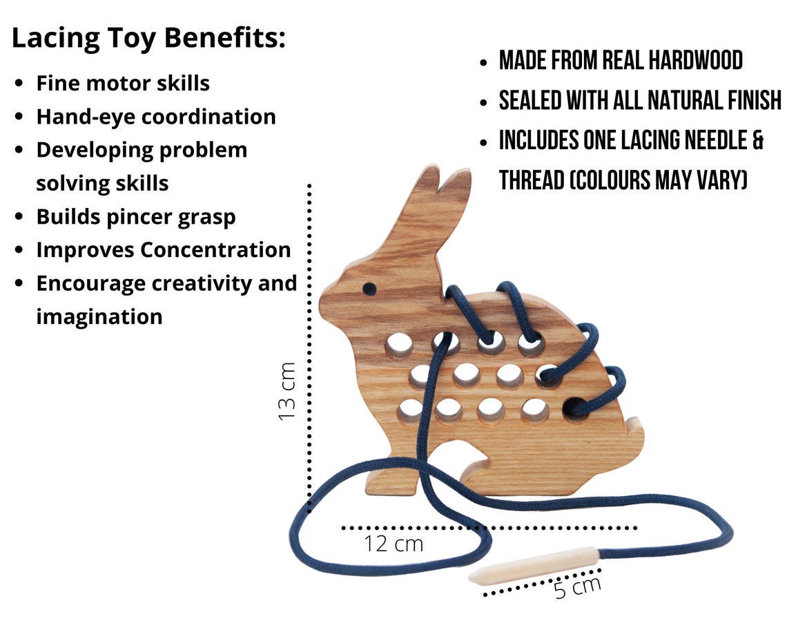 Threading Toy Wooden Lacing Toy Bunny Toy Easter - Etsy