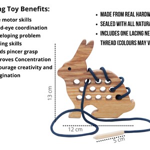 Threading Toy | Wooden Lacing Toy | Bunny Toy | Easter | Montessori ...