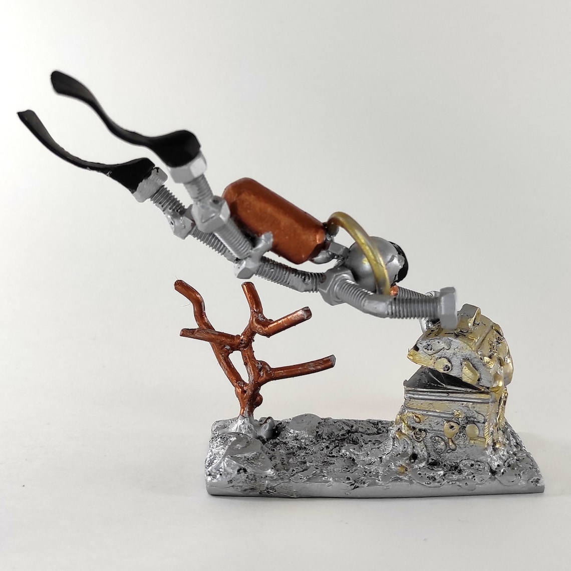 Metal sculpture Scuba diver model recycled art gift for | Etsy