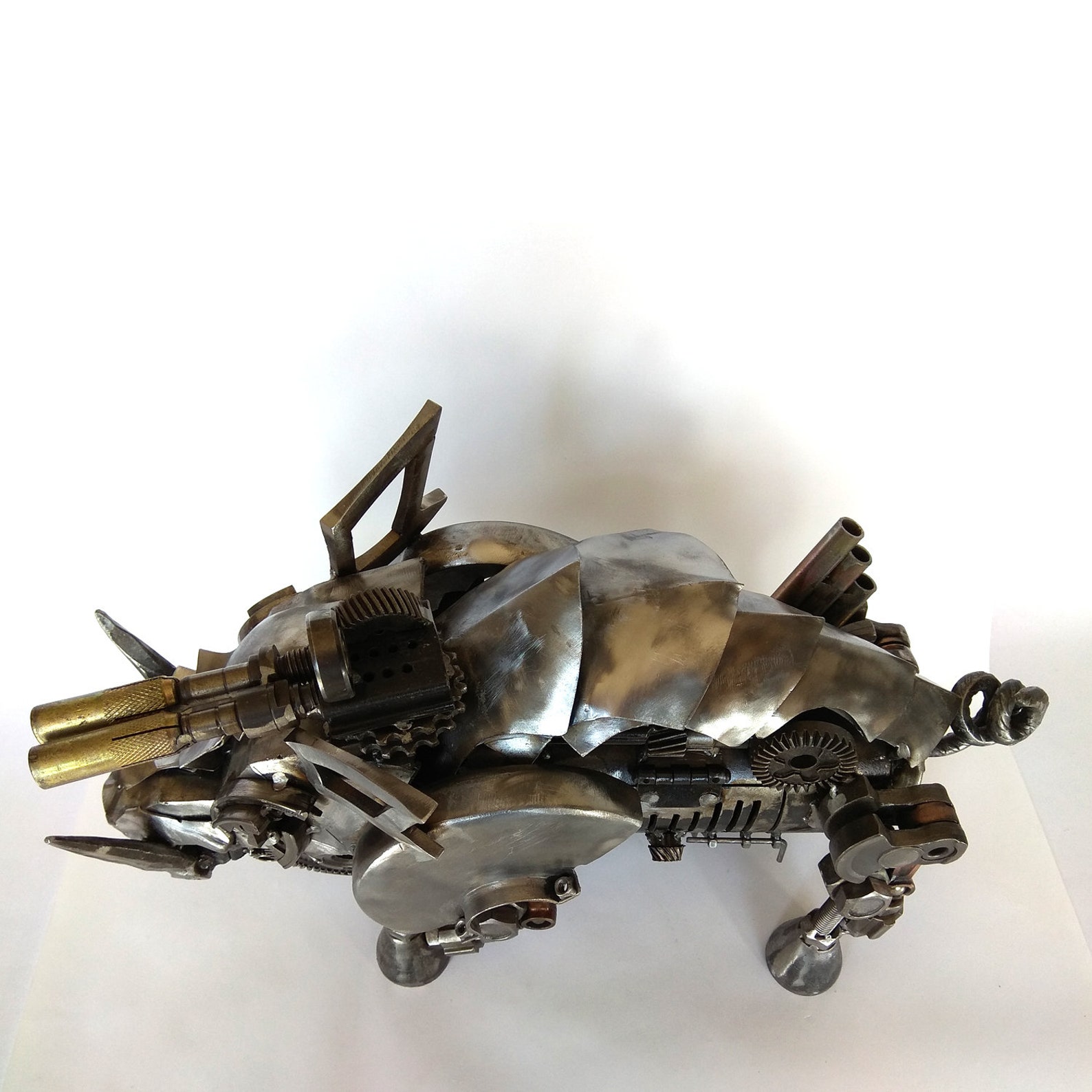 Metal sculpture wild boar robot with gun piggy bank casket | Etsy