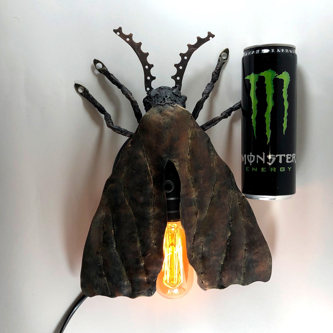 Wall mounted night light metal moth wall lamp butterfly night | Etsy