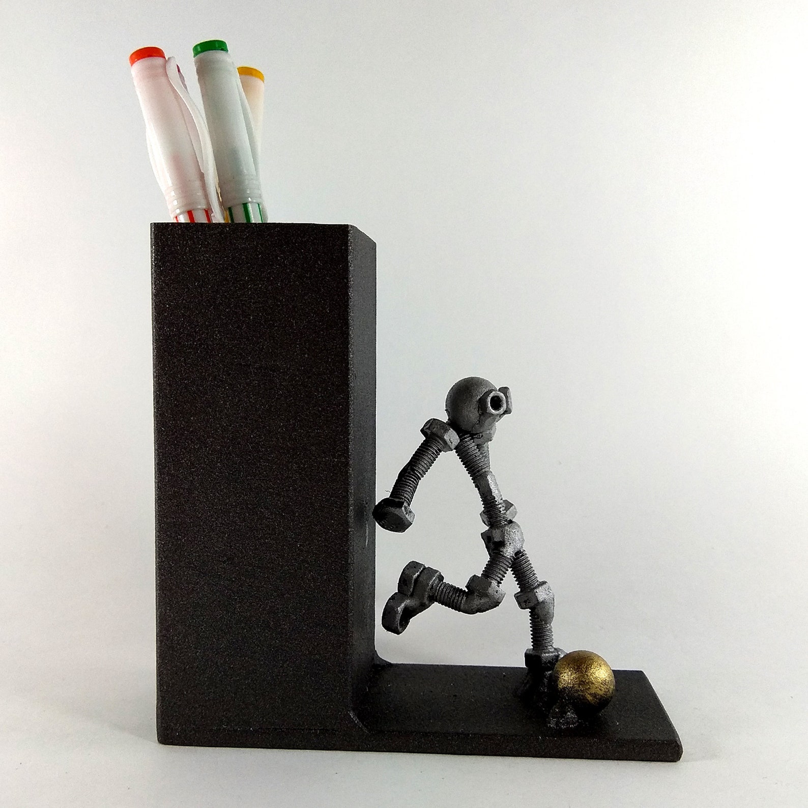 Metal sculpture football player soccer model art | Etsy