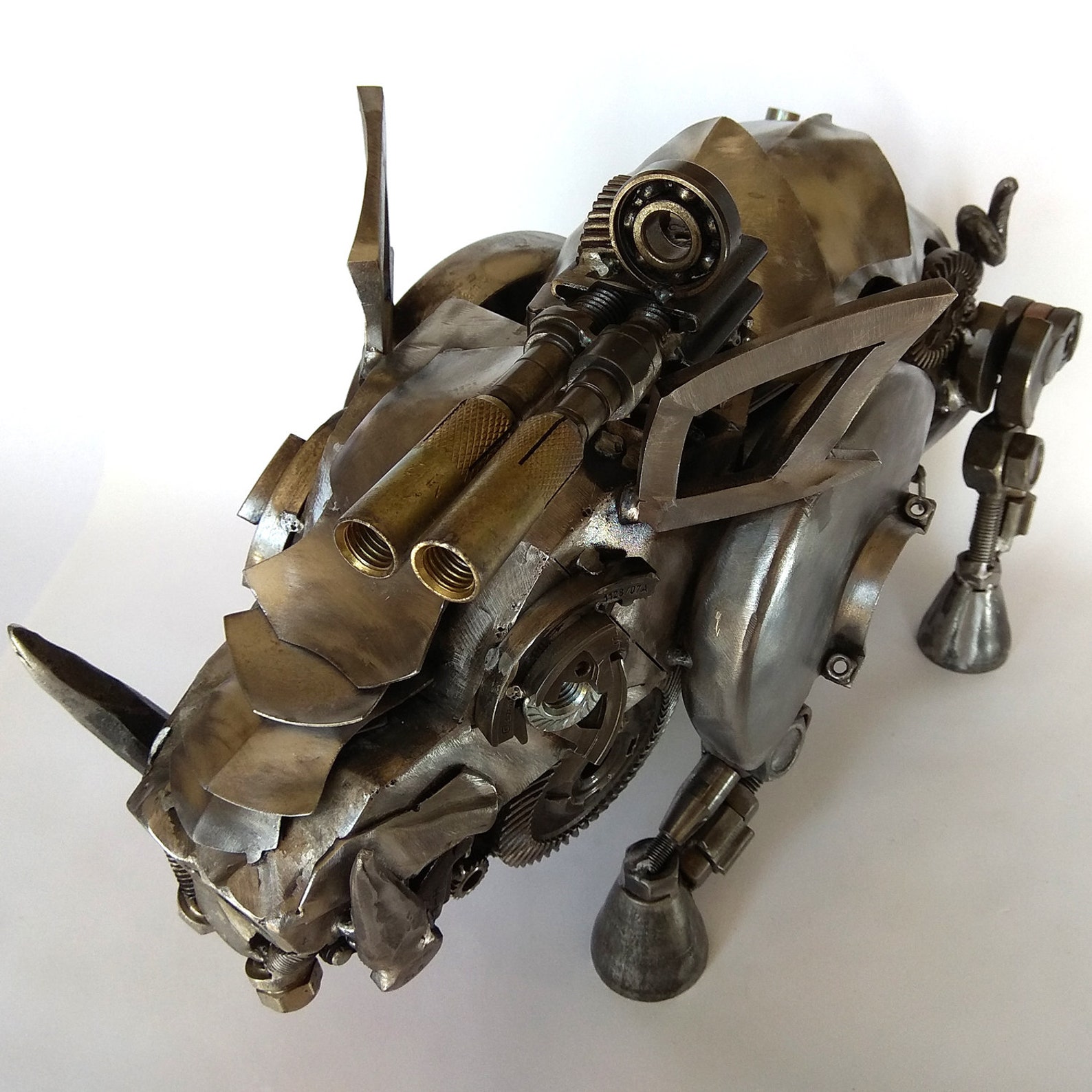 Metal sculpture wild boar robot with gun piggy bank casket | Etsy