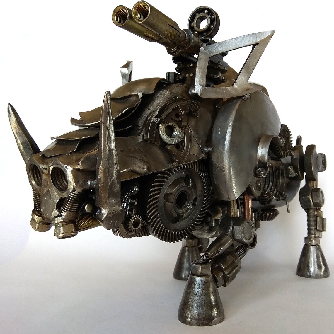 Metal sculpture wild boar robot with gun piggy bank casket | Etsy