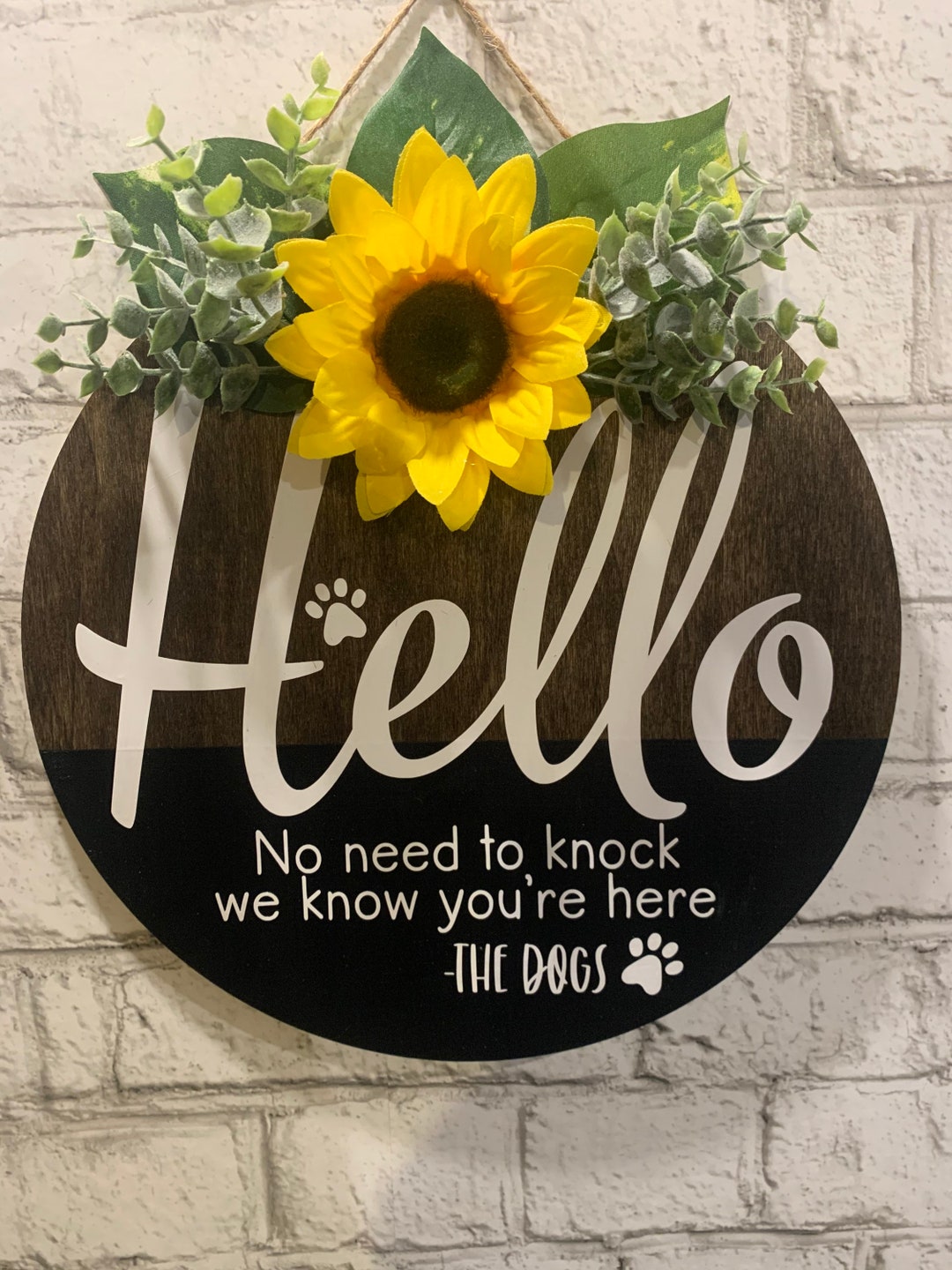 Sunflower Hello! Door Sign - Etsy