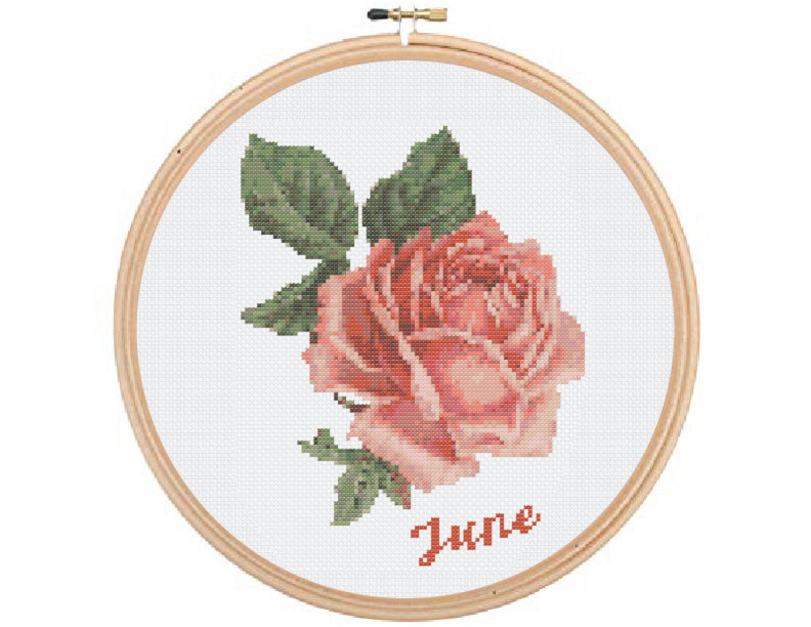 Birth Month Flower June Rose Cross Stitch Pattern | Etsy