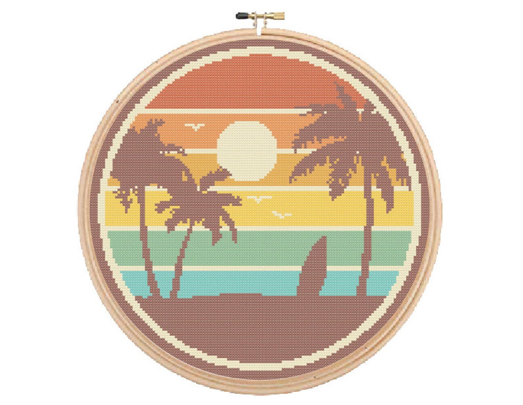 Tropical Sunset Endless Summer Surf Cross Stitch Pattern - Etsy