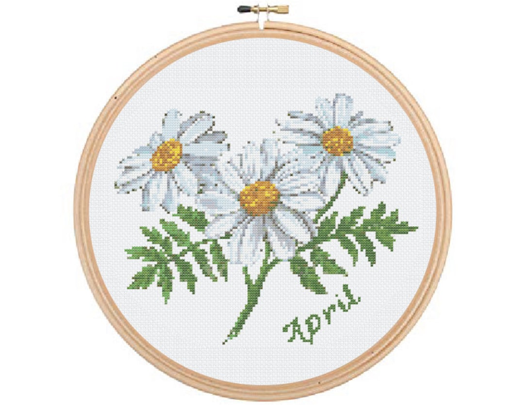 Birth Month Flower April Daisy Cross Stitch Pattern - Etsy