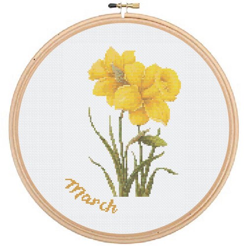 Birth Month Flower April Daisy Cross Stitch Pattern - Etsy