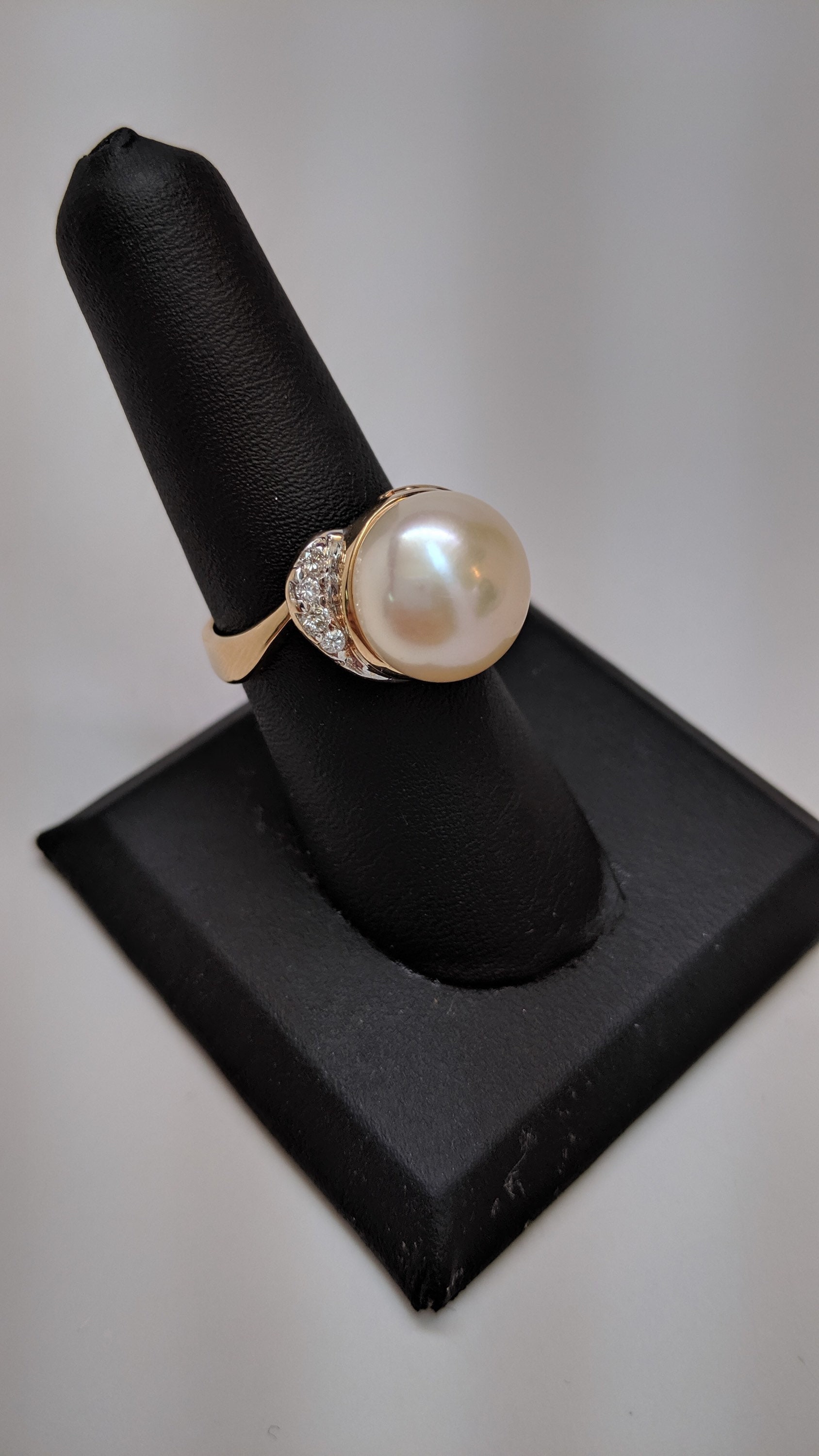 Pearl and Diamond Ring - Etsy
