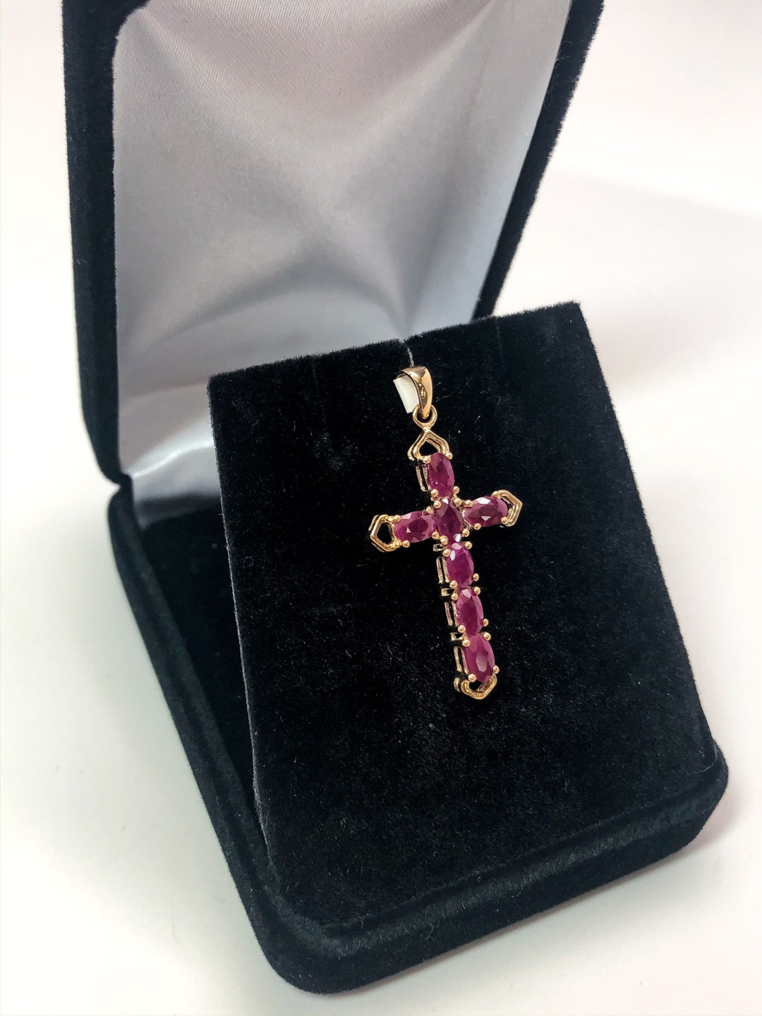 Ruby Cross Pendant 10K Yellow Gold - Etsy