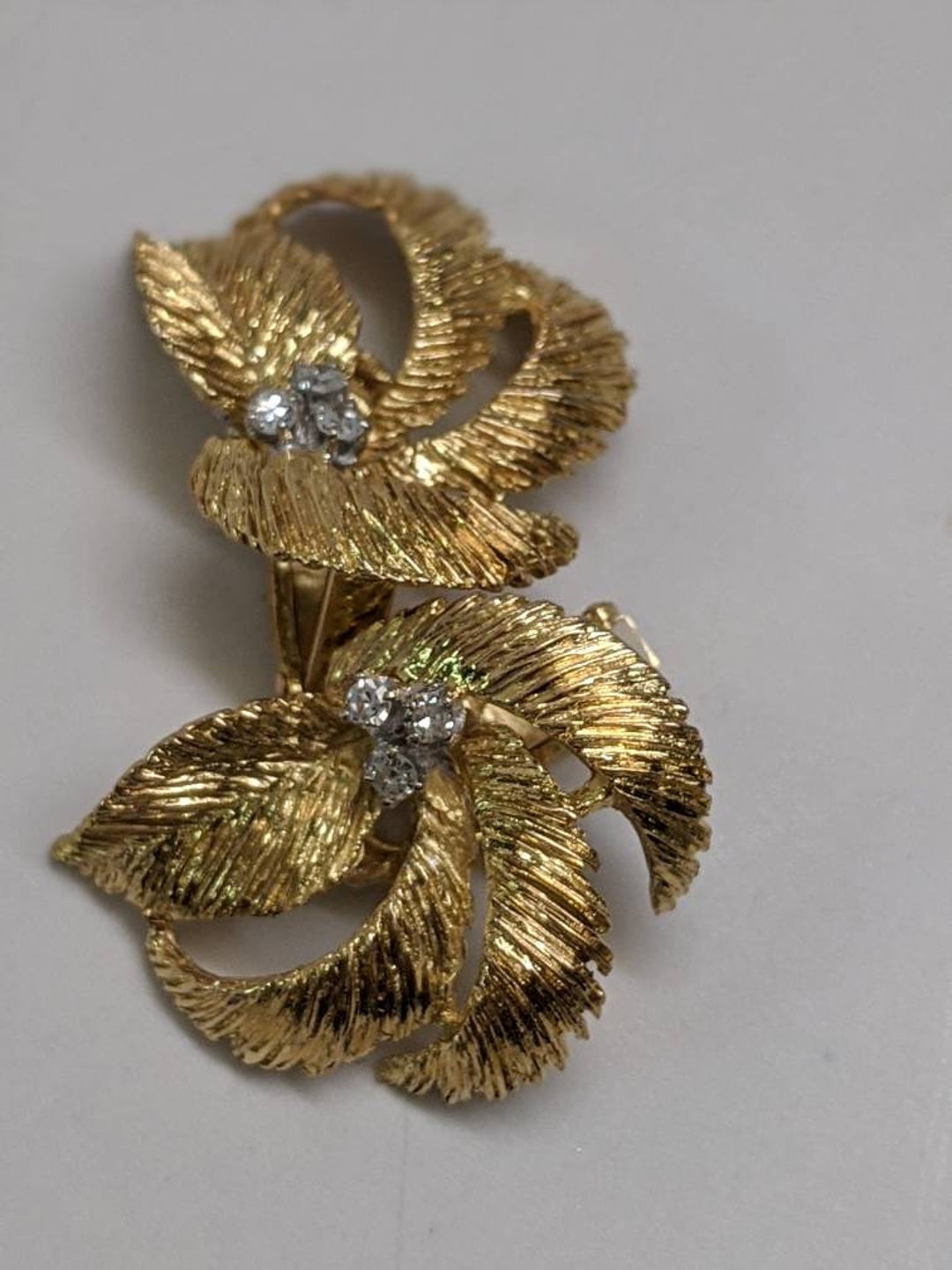 14kt Diamond Omega Back Earrings - Etsy