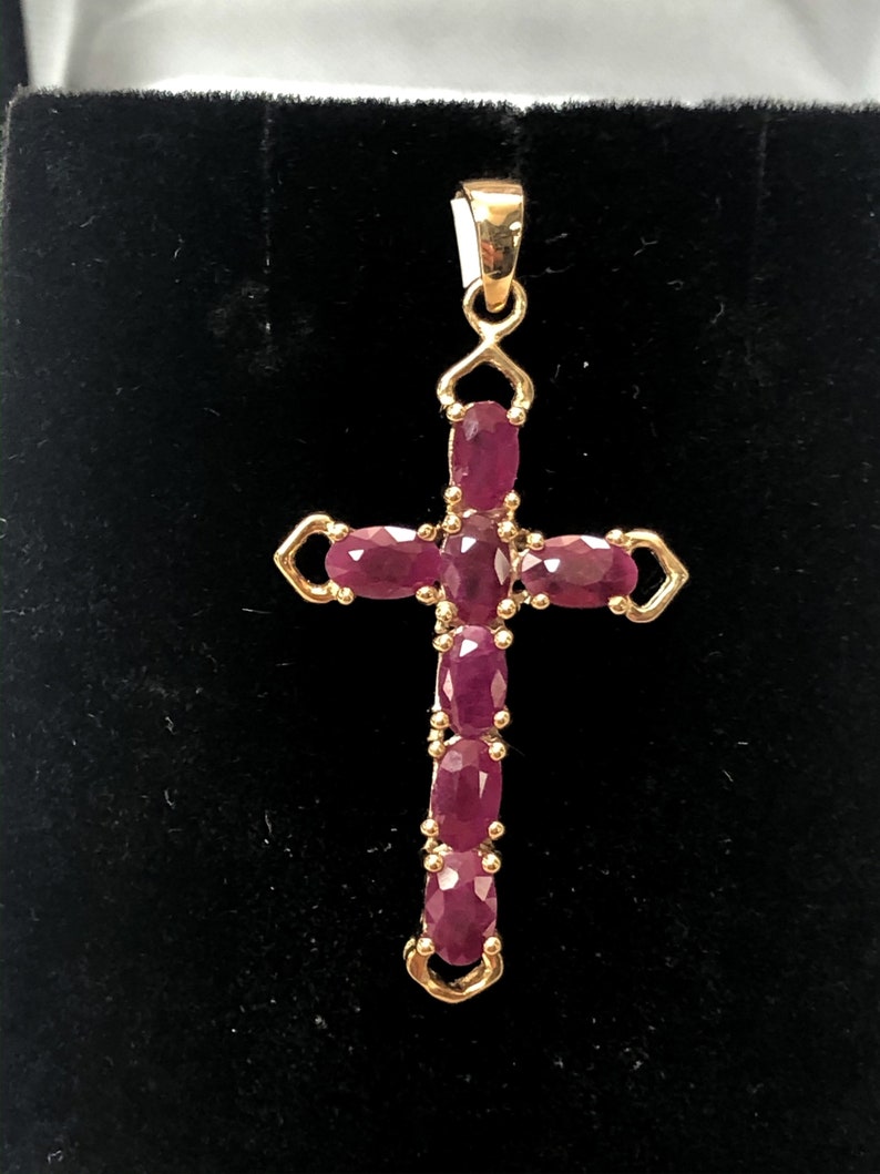 Ruby Cross Pendant 10K Yellow Gold - Etsy