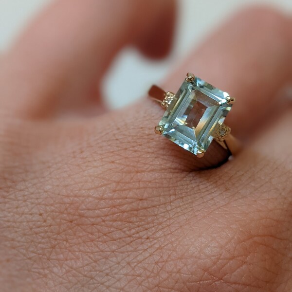 Diamond Aqua Ring - Etsy